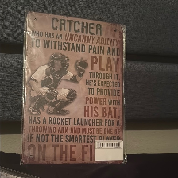 Wall Decor | Vintage Baseball Catcher Metal Sign | Poshmark